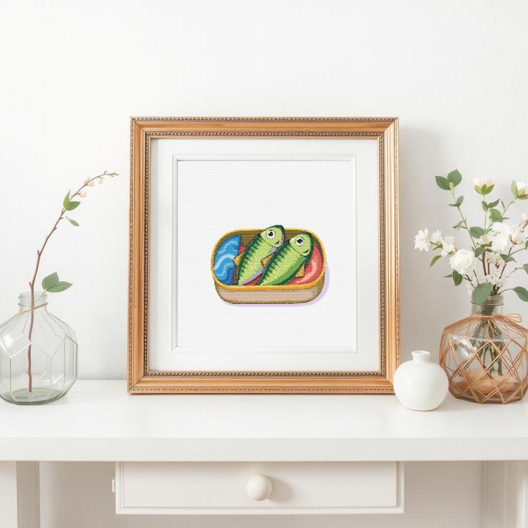 Cute Sardine Can Cross Stitch Pattern - Instant PDF Download - Fun Fish ...