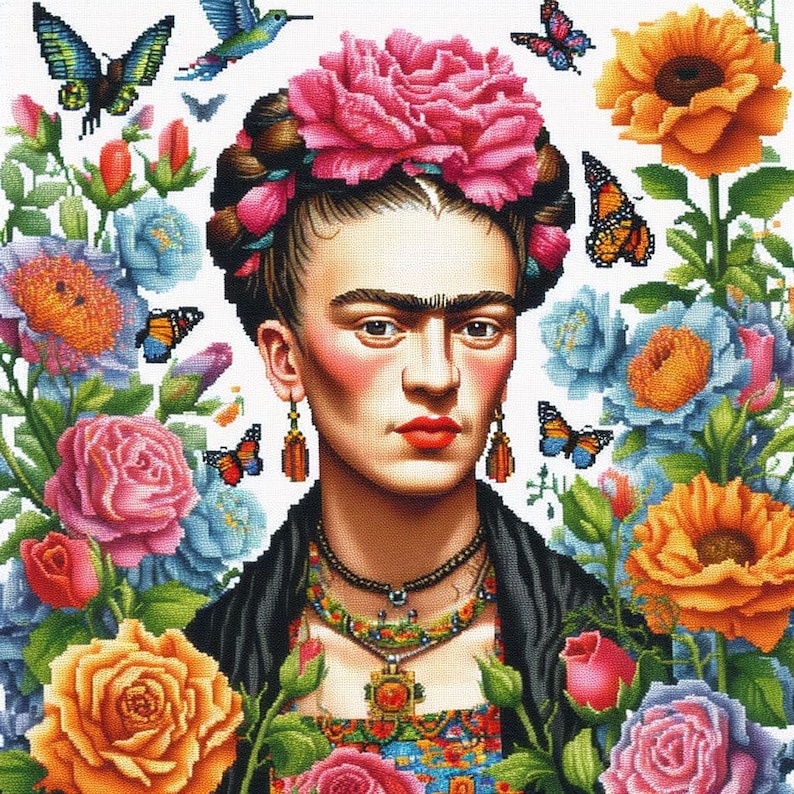 Frida Kahlo Cross Stitch-tiny Frida Kahlo Portrait-modern Embroidery ...