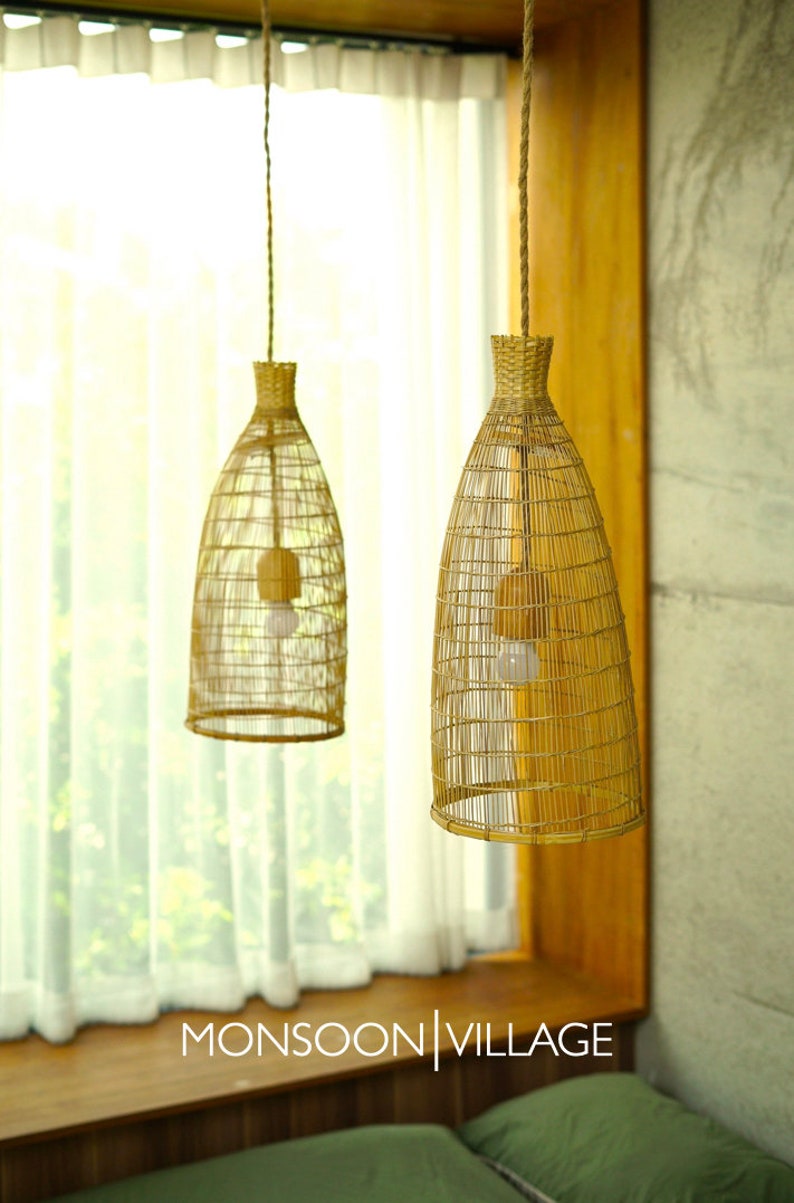 Handmade Bamboo Pendant Lamp: Rustic Asian Decor - Etsy