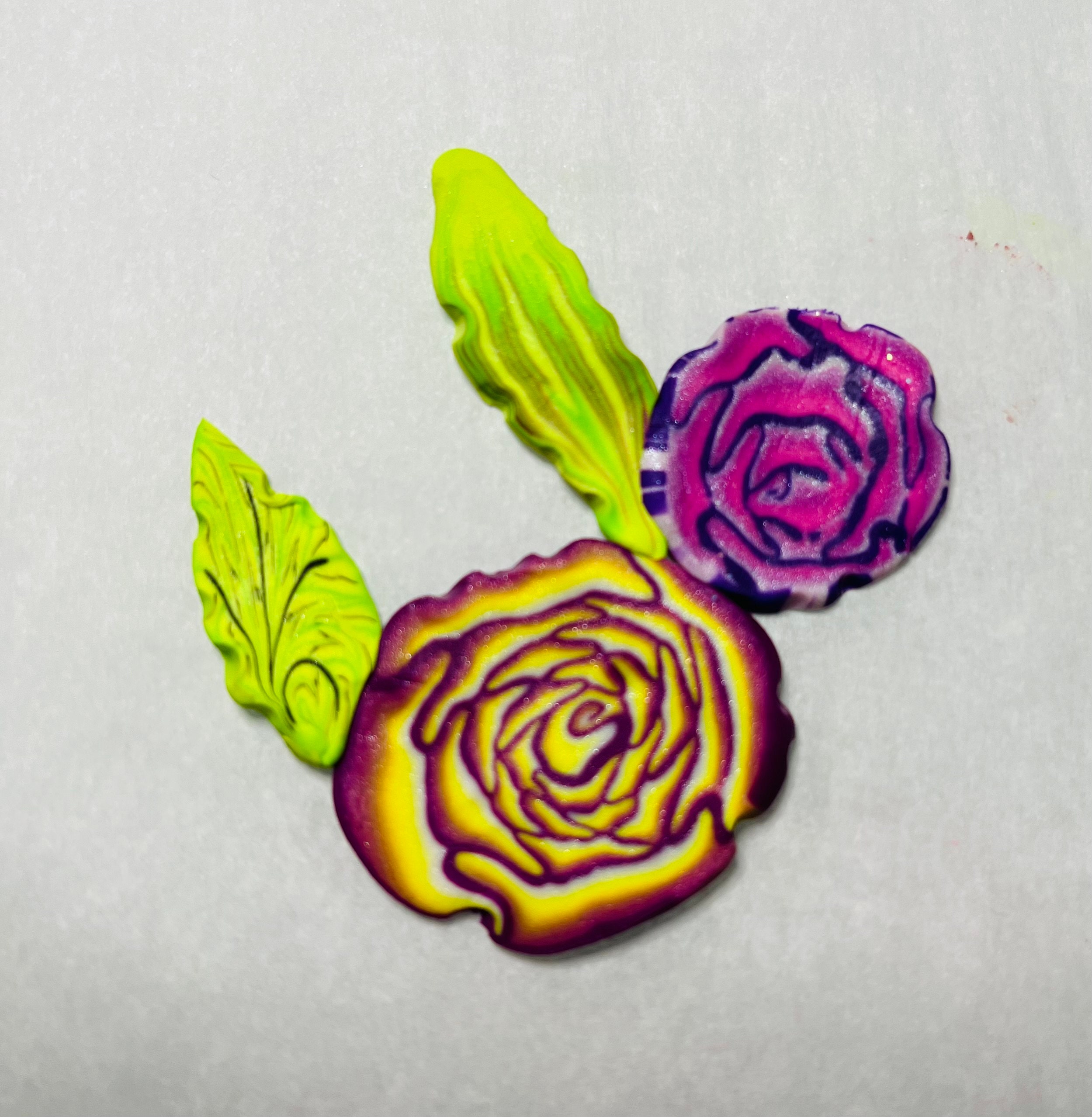 Polymer Clay Cane, Raw Cane, Roses and Leaves 2 Sets of Polymer Clay ...