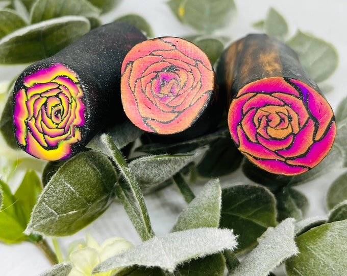 Roses and Leaves 1, Polymer Clay Rose Cane, Rose Cane, Unbaked Cane ...