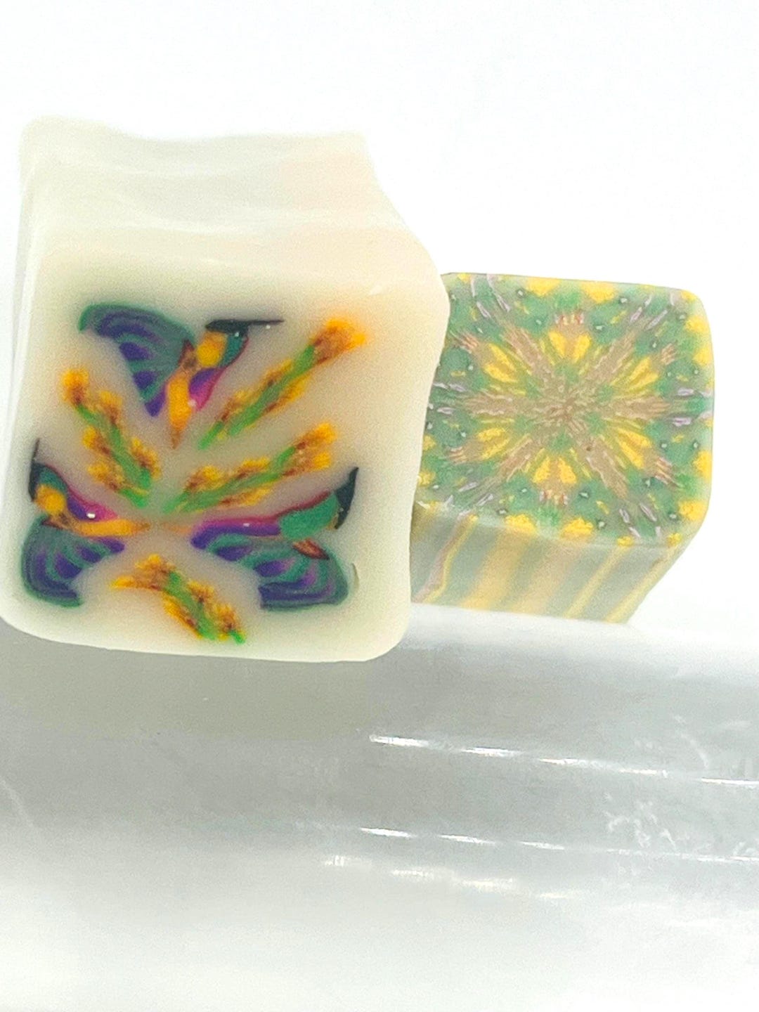 Raw Polymer Clay Cane, Hummingbirds in Orange Flowers and Kaleidoscope ...