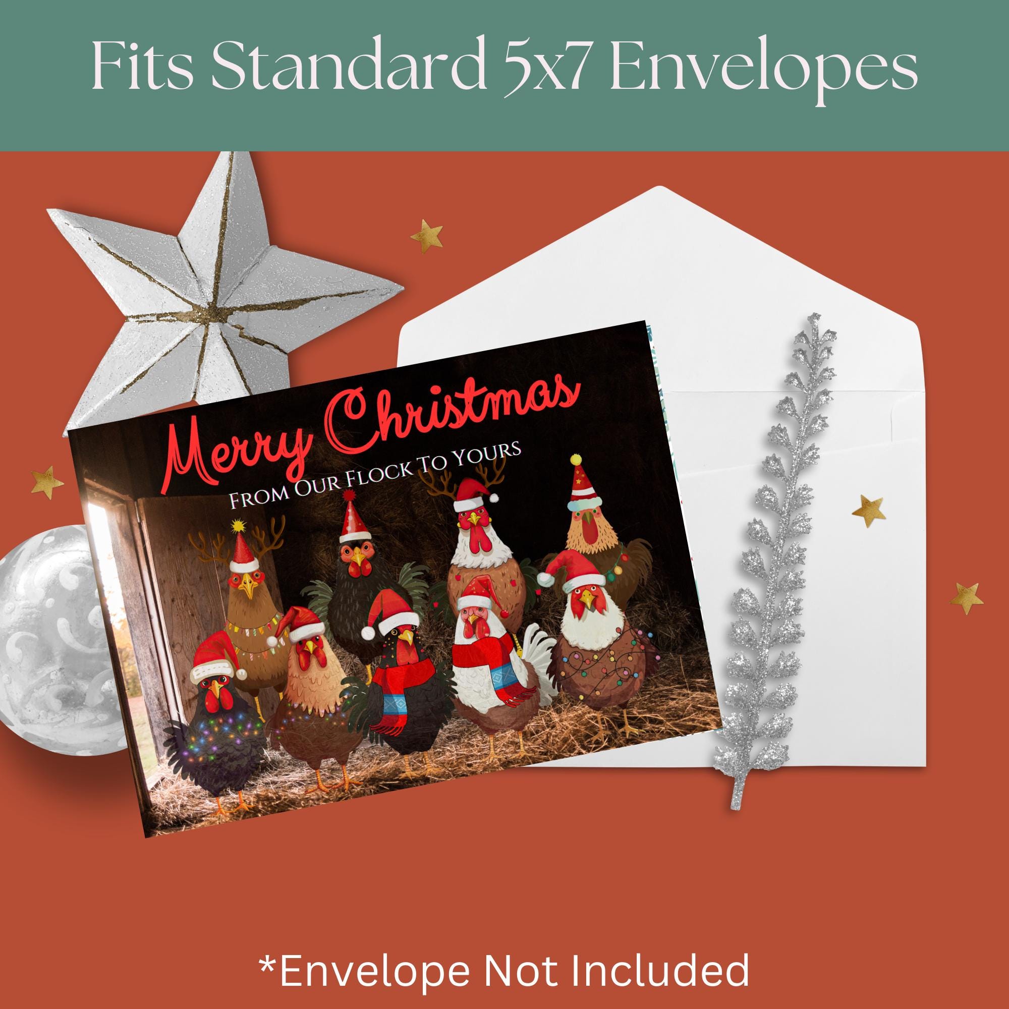 Printable Christmas Card, Chicken Card, Chicken Lover Card, Farm ...