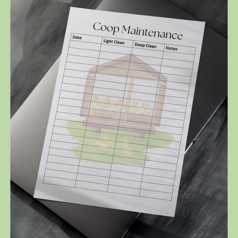 Printable Chicken Coop Maintenance Log. Simple Style Log, Poultry Coop ...