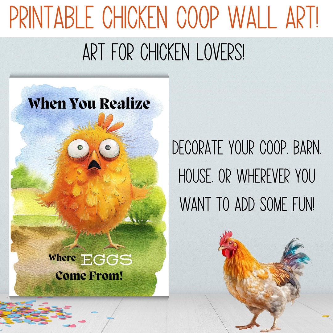 Printable Chicken Wall Art, Funny Chicken Decor, Gift for Chicken ...