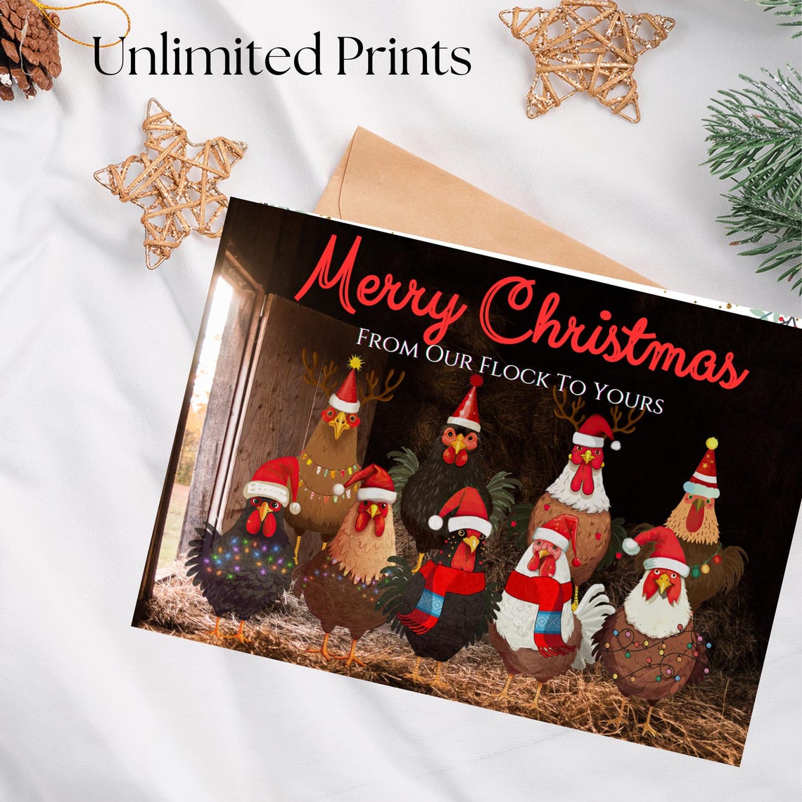 Printable Christmas Card, Chicken Card, Chicken Lover Card, Farm ...