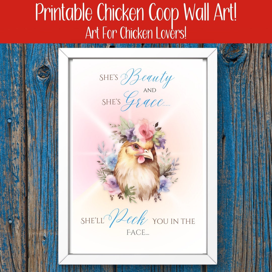 Funny Chicken Coop Sign, Cute Chicken Print, Printable Coop Art ...