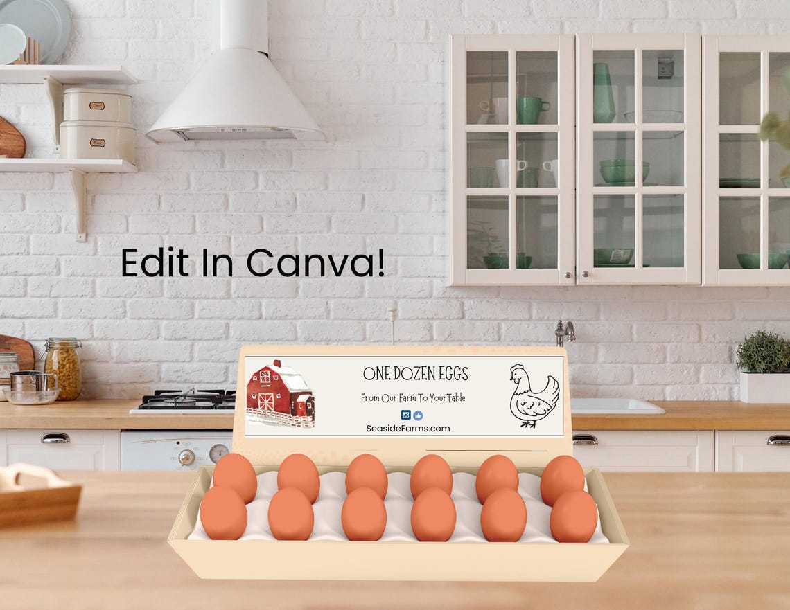 Editable Egg Carton Label, Custom Sticker Labels, Printable Farm Fresh ...