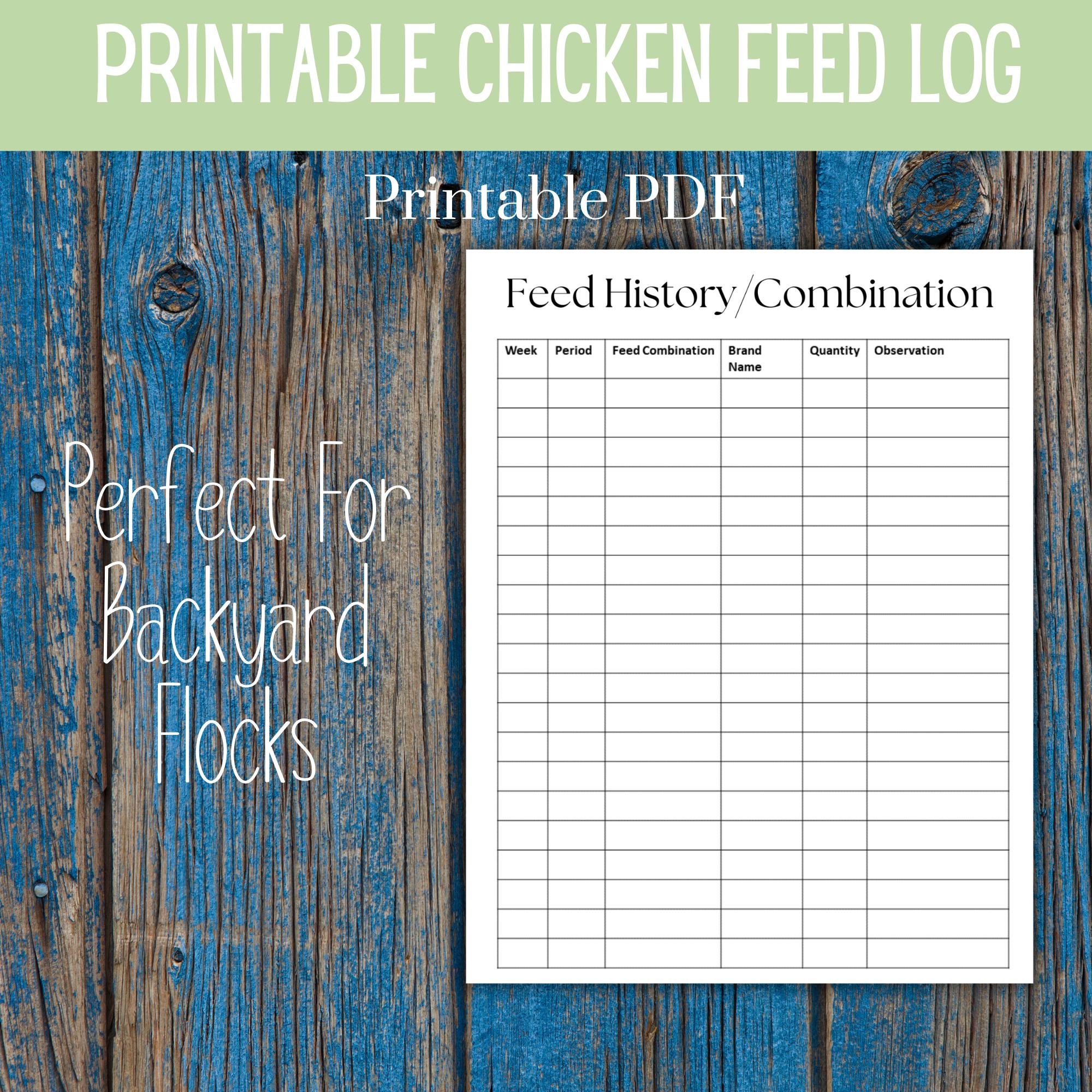 Printable Chicken Feed Log, Minimalist Style Log, Poultry Feed Log ...