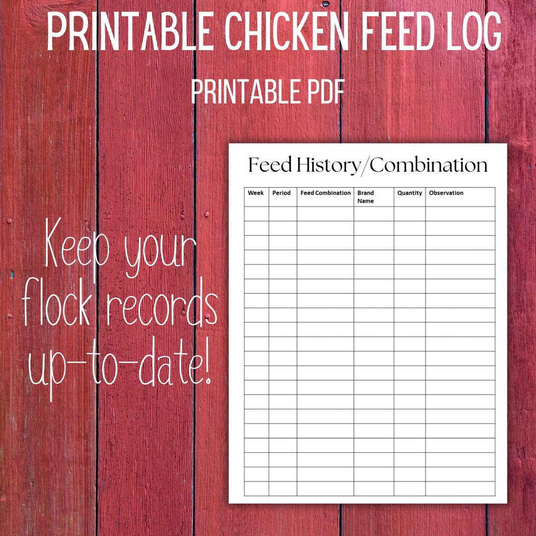 Printable Chicken Feed Log, Minimalist Style Log, Poultry Feed Log ...