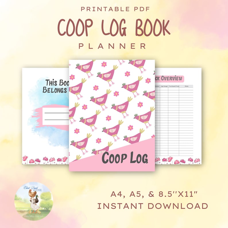 Printable Chicken Coop Log Book, Chicken Record Book, Coop Planner ...
