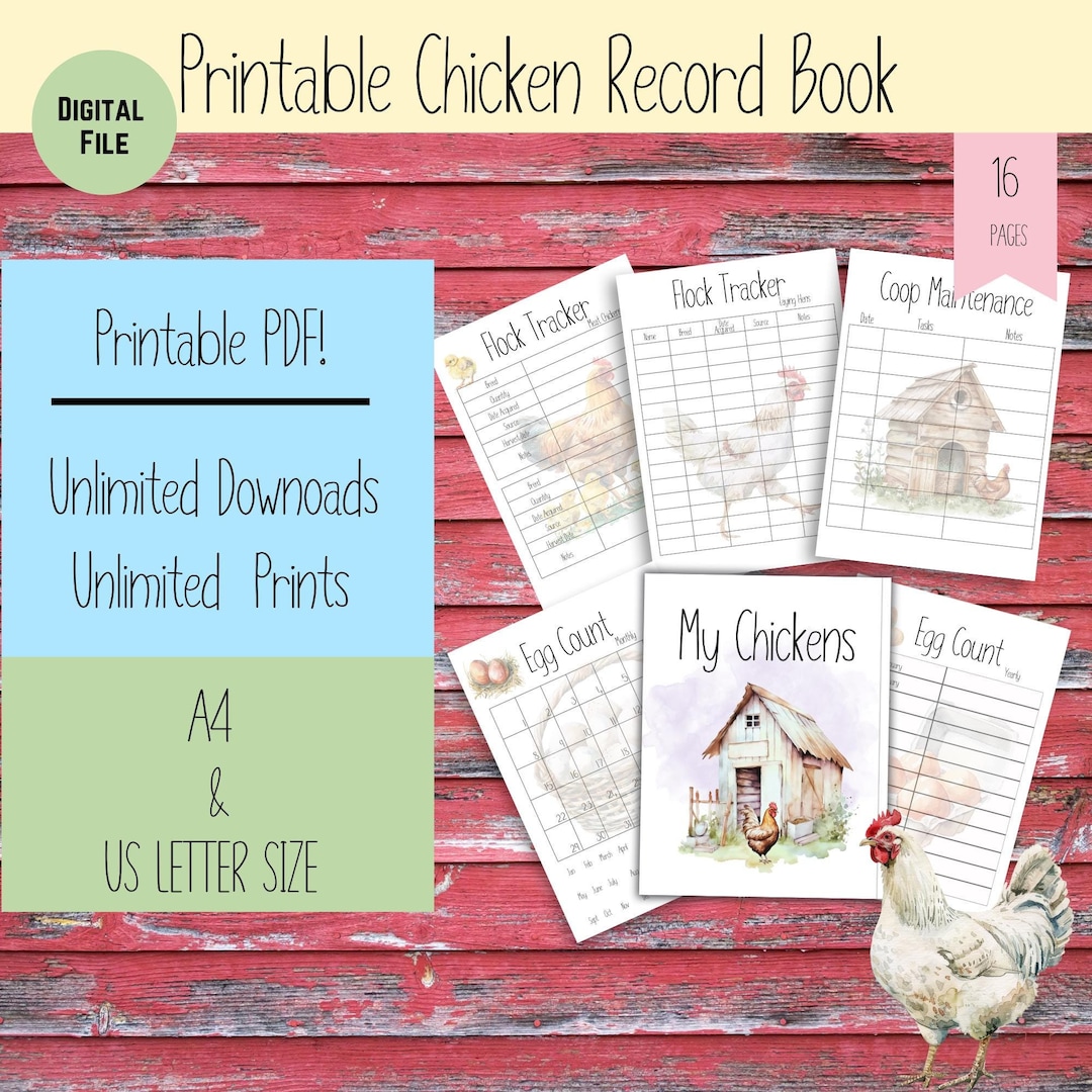 Printable Chicken Journal, Complete Flock Record Book, Chicken Records ...