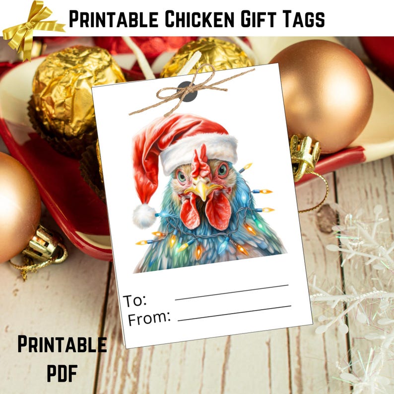 Printable Chicken Gift Tags, Chicken Christmas, Homesteading Tags, Farm ...