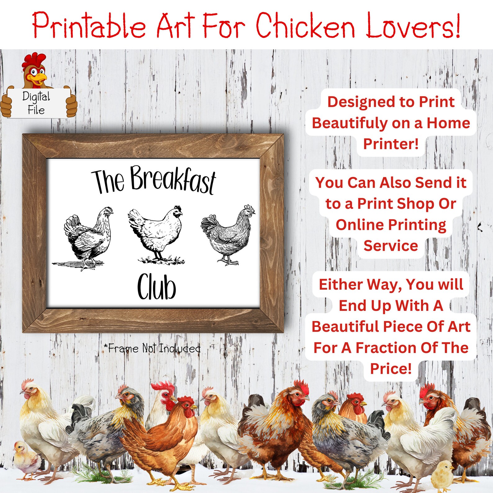Cute Chicken Coop Signs, Printable Wall Art, Farmhouse Decor, Gift for ...