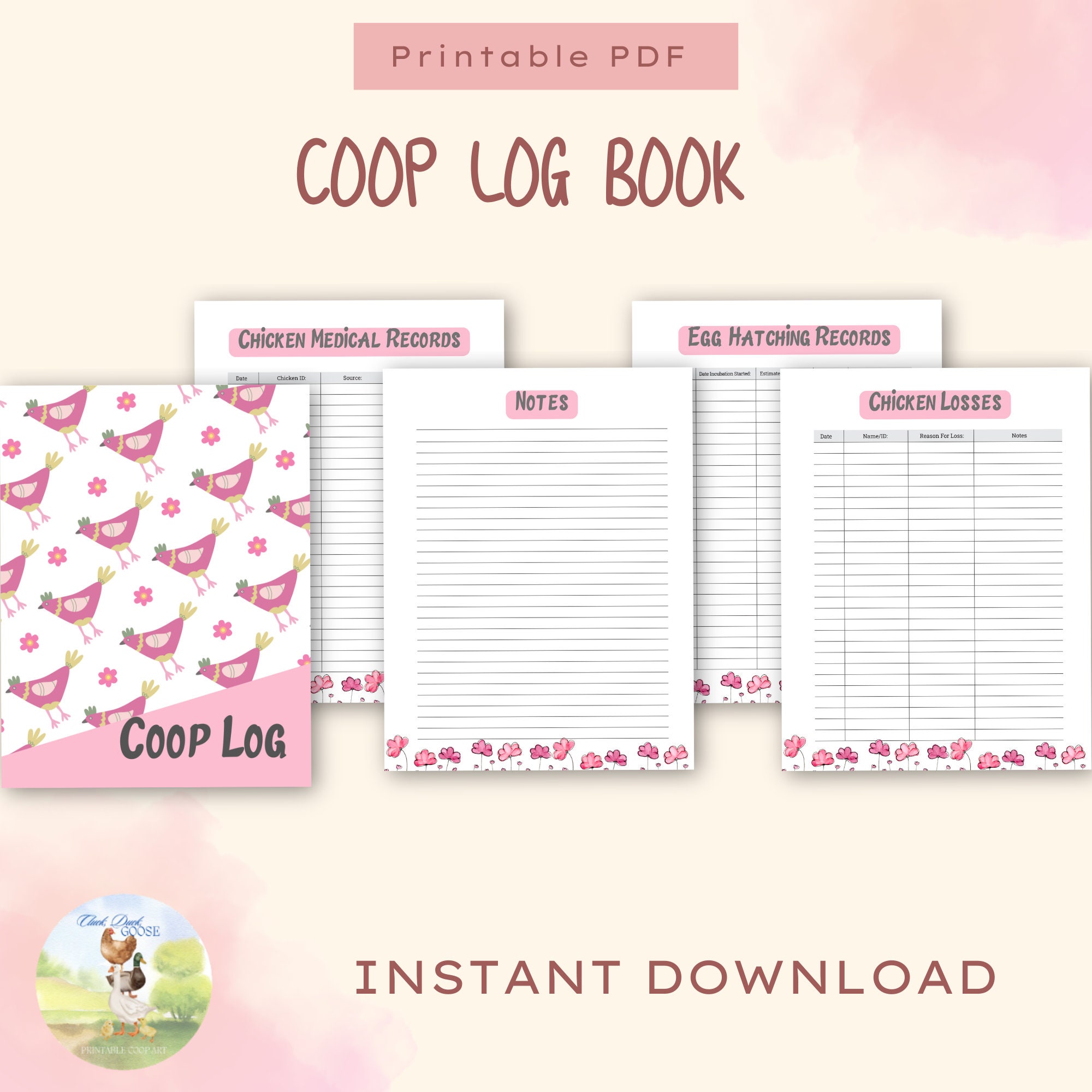 Printable Chicken Coop Log Book, Chicken Record Book, Coop Planner ...