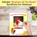 Editable Employee of the Month Certificate for Chickens, Canva Template ...