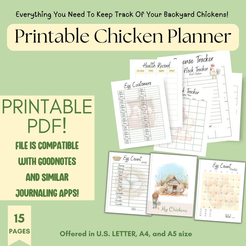 Printable Planner for Chickens, Flock Record Book, Chicken Journal ...