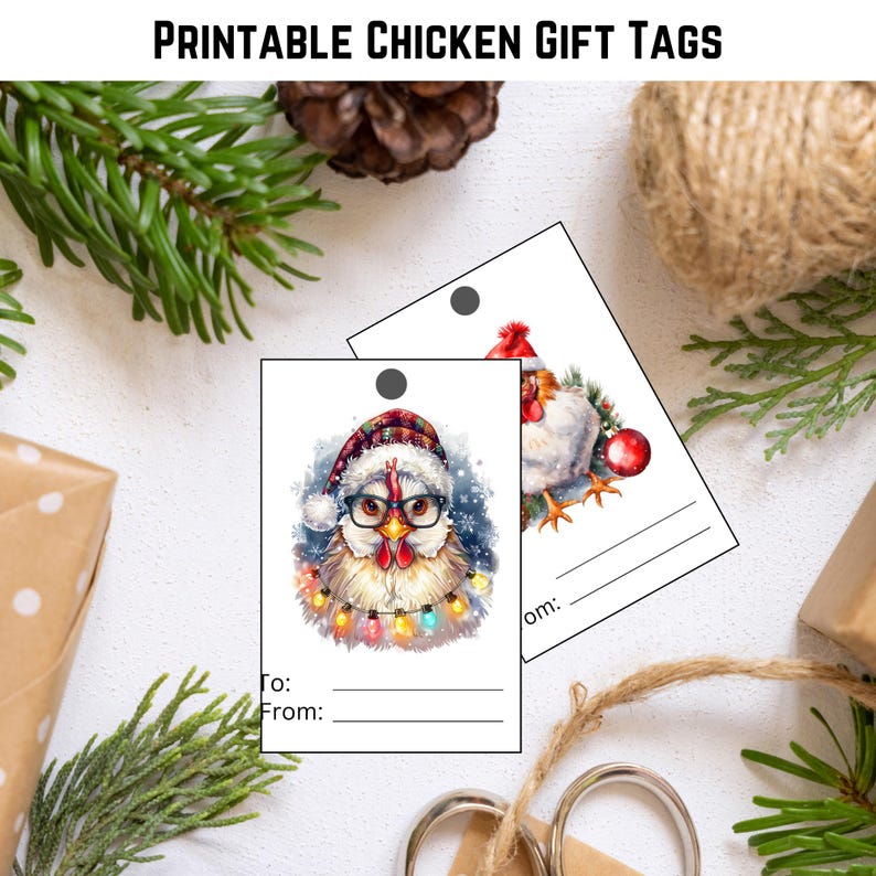Printable Chicken Gift Tags, Chicken Christmas, Homesteading Tags, Farm ...