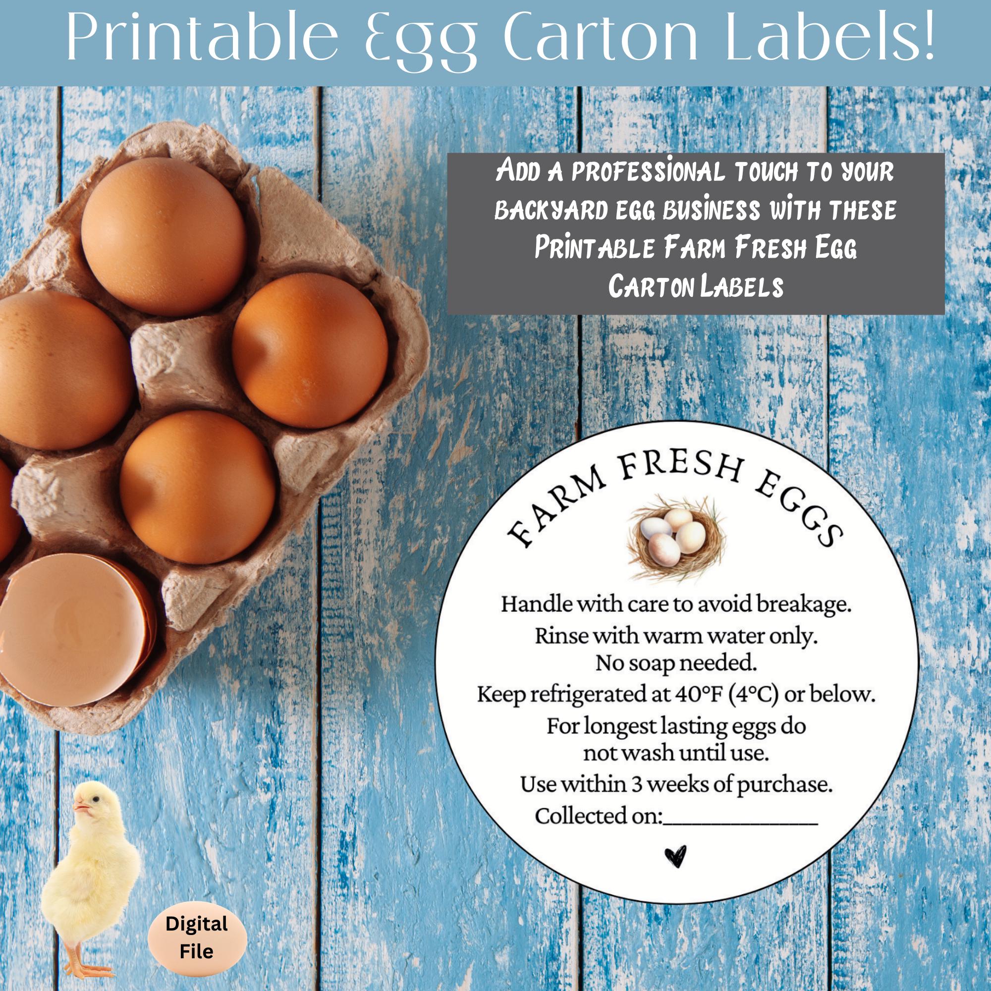 Egg Carton Labels Printable, Farm Fresh Egg Carton Labels, Egg Carton ...