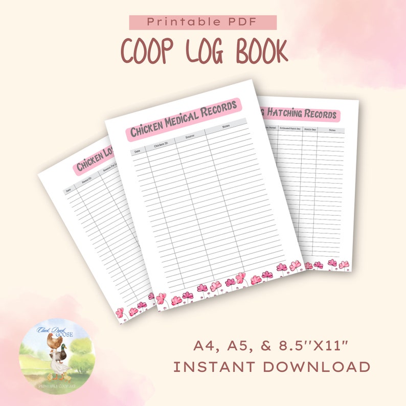 Printable Chicken Coop Log Book, Chicken Record Book, Coop Planner ...