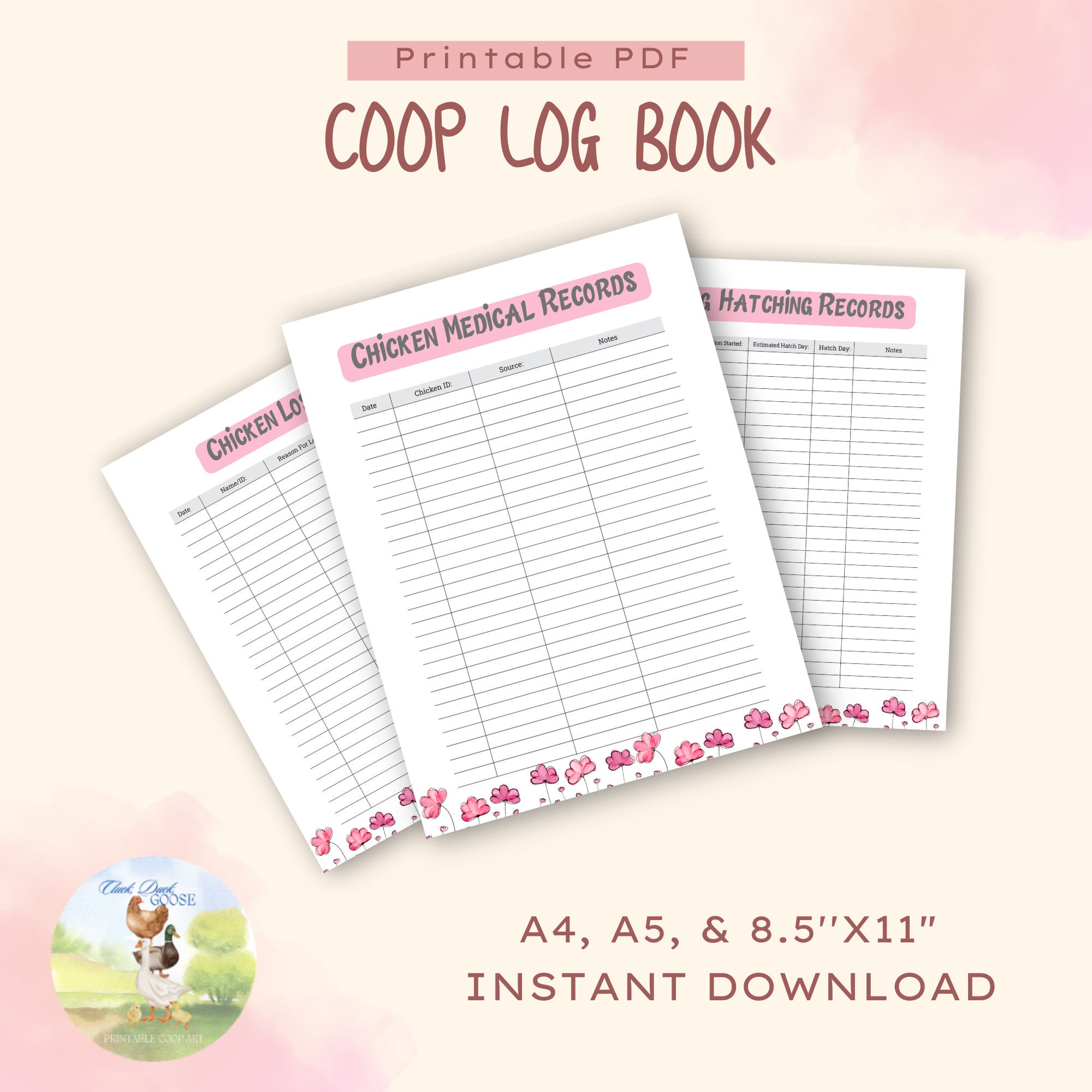 Printable Chicken Coop Log Book, Chicken Record Book, Coop Planner ...