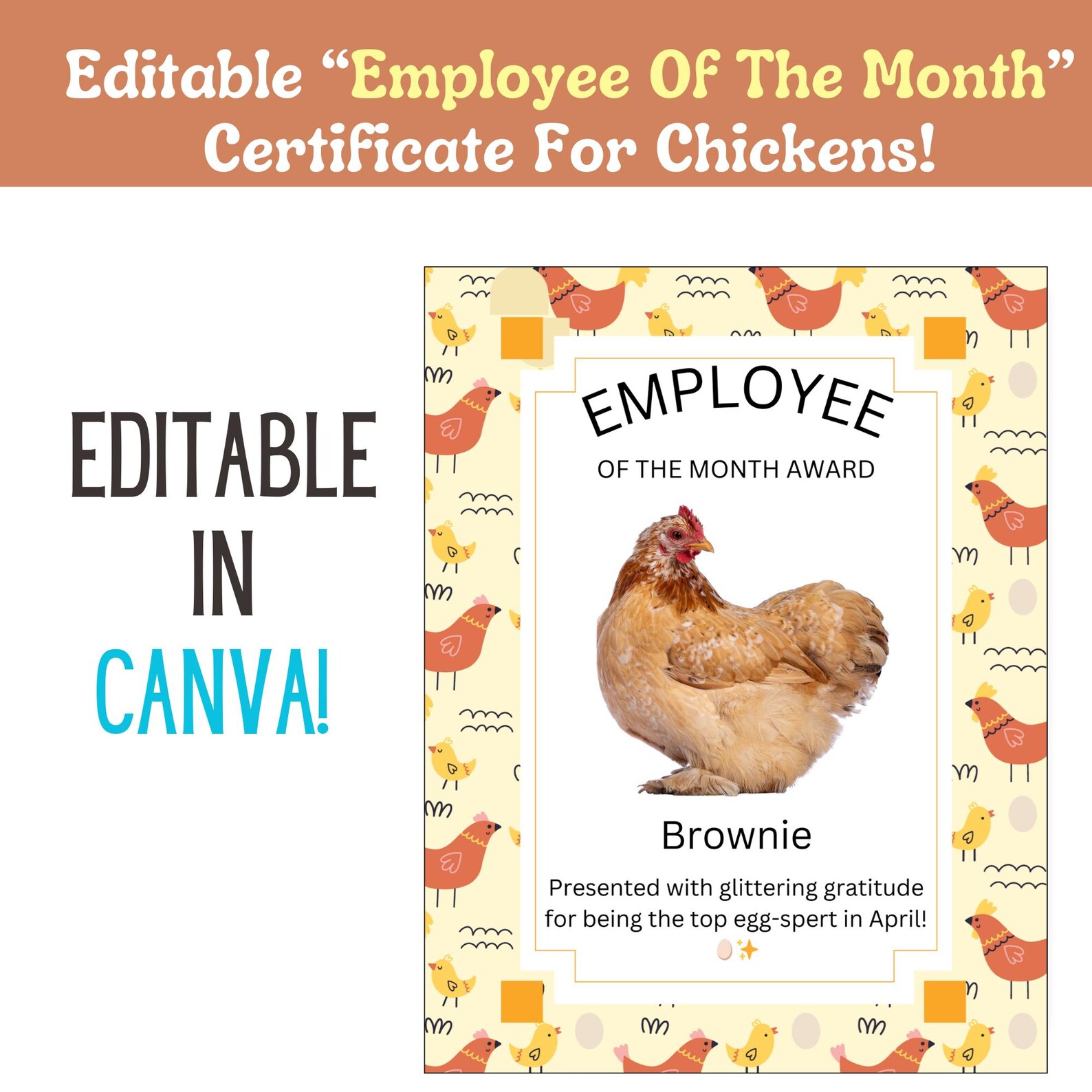 Customizable Canva Template, Editable Employee of the Month Certificate ...
