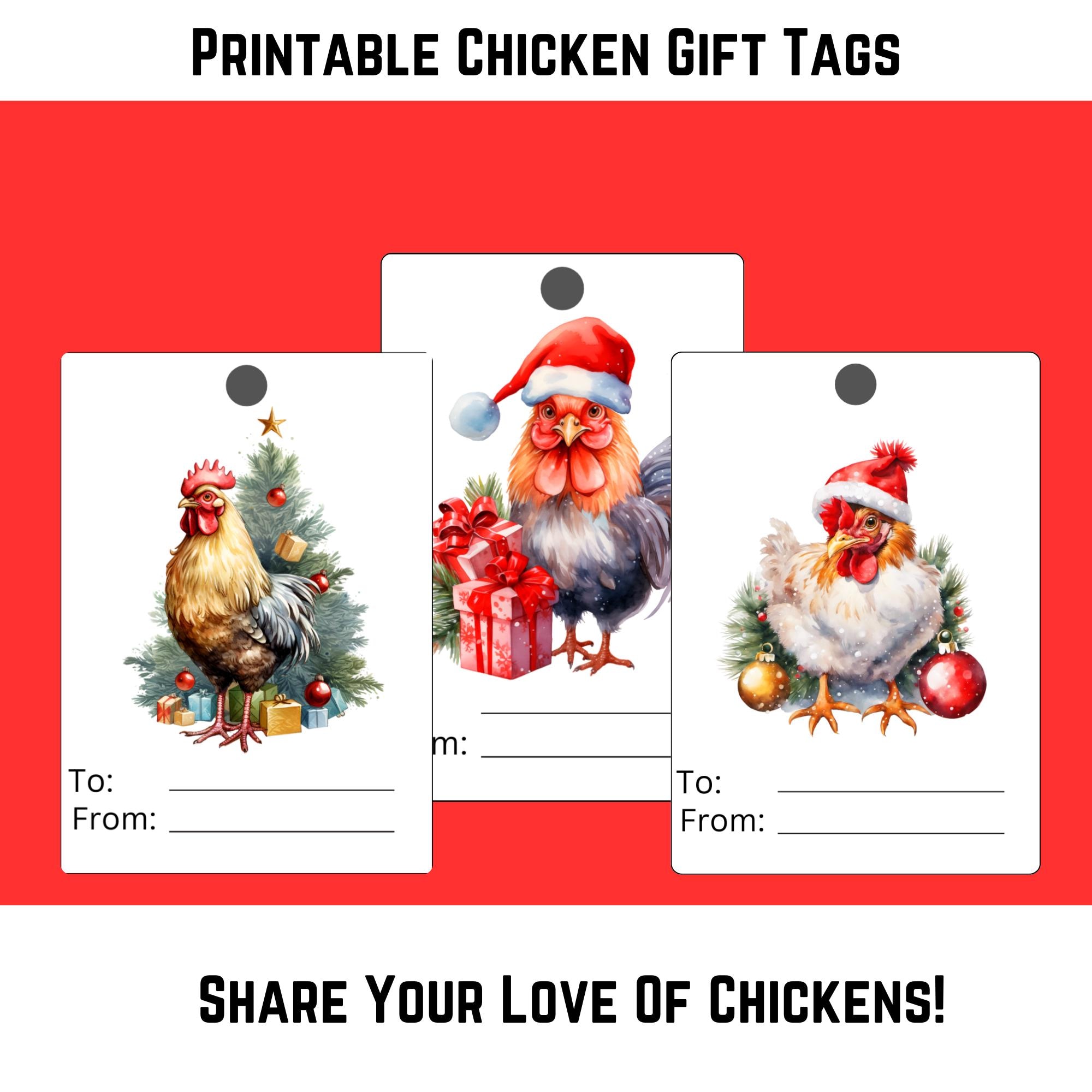 Printable Chicken Gift Tags, Chicken Christmas, Homesteading Tags, Farm ...
