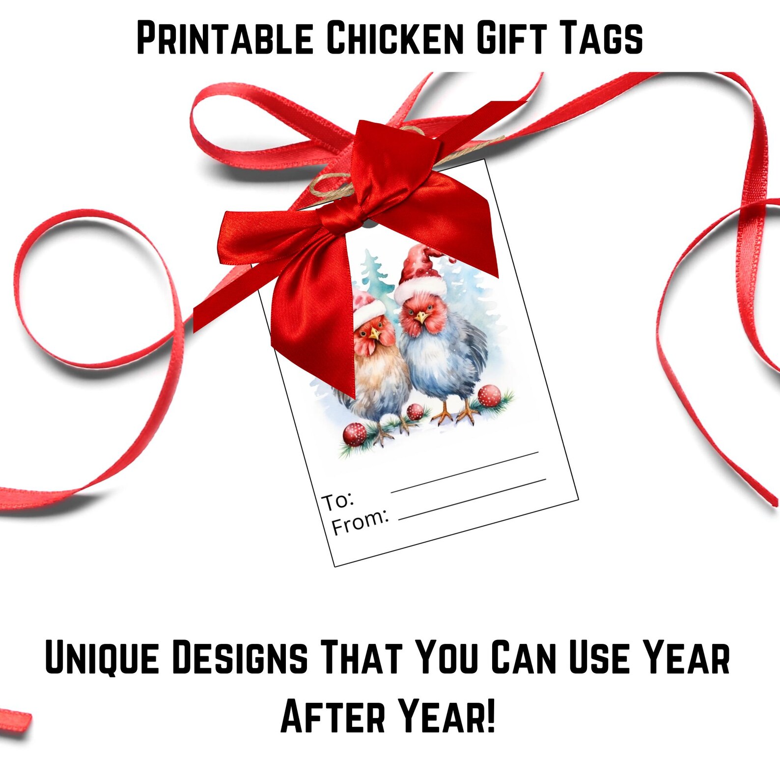 Printable Chicken Gift Tags, Chicken Christmas, Homesteading Tags, Farm ...