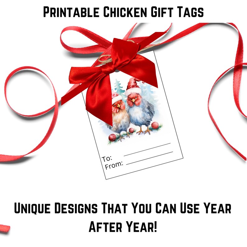 Printable Chicken Gift Tags, Chicken Christmas, Homesteading Tags, Farm ...