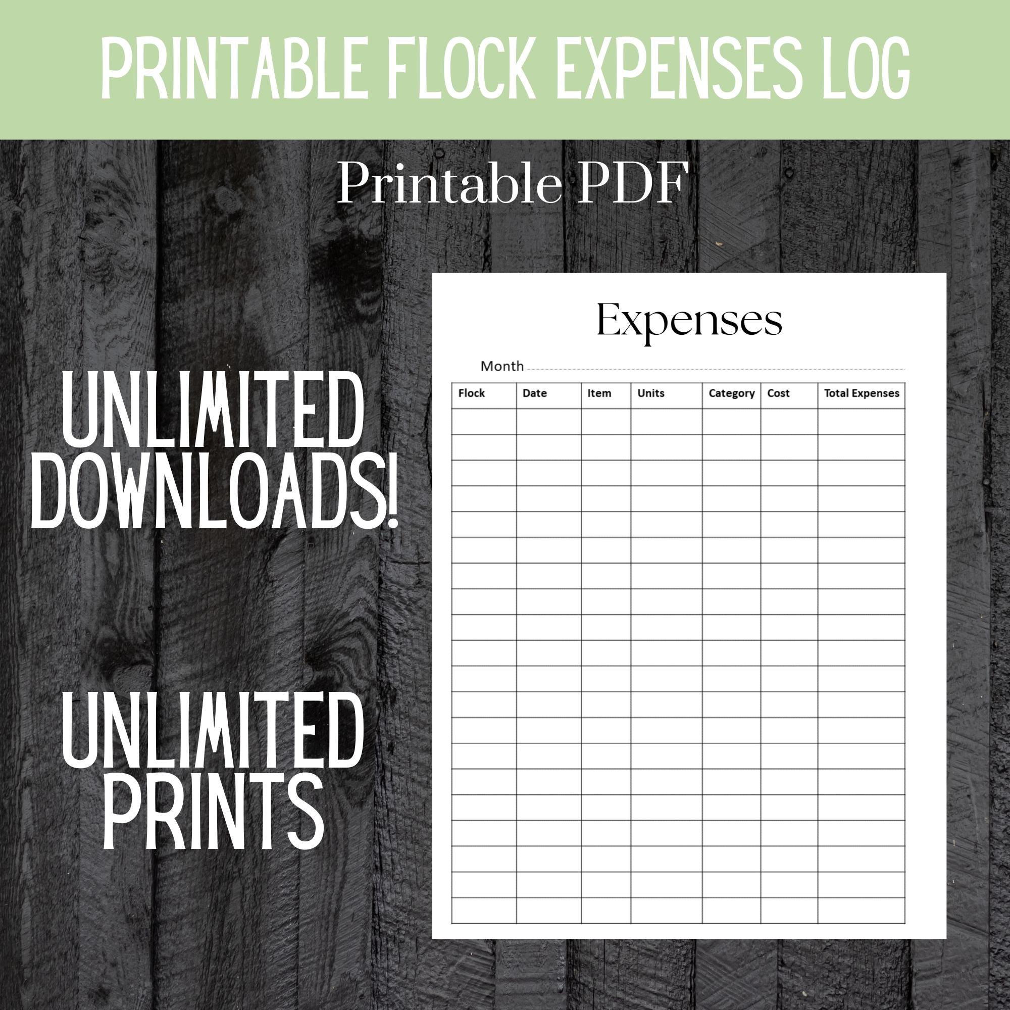 Printable Chicken Flock Expenses Log, Minimalist Style Log, Poultry ...