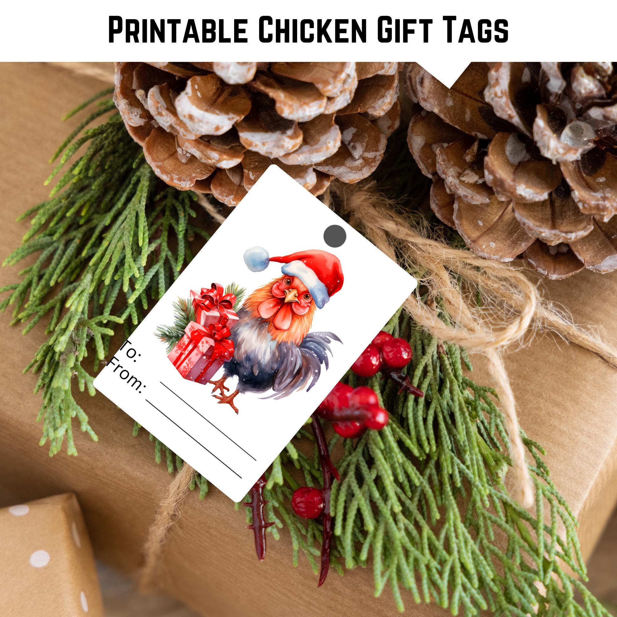 Printable Chicken Gift Tags, Chicken Christmas, Homesteading Tags, Farm ...