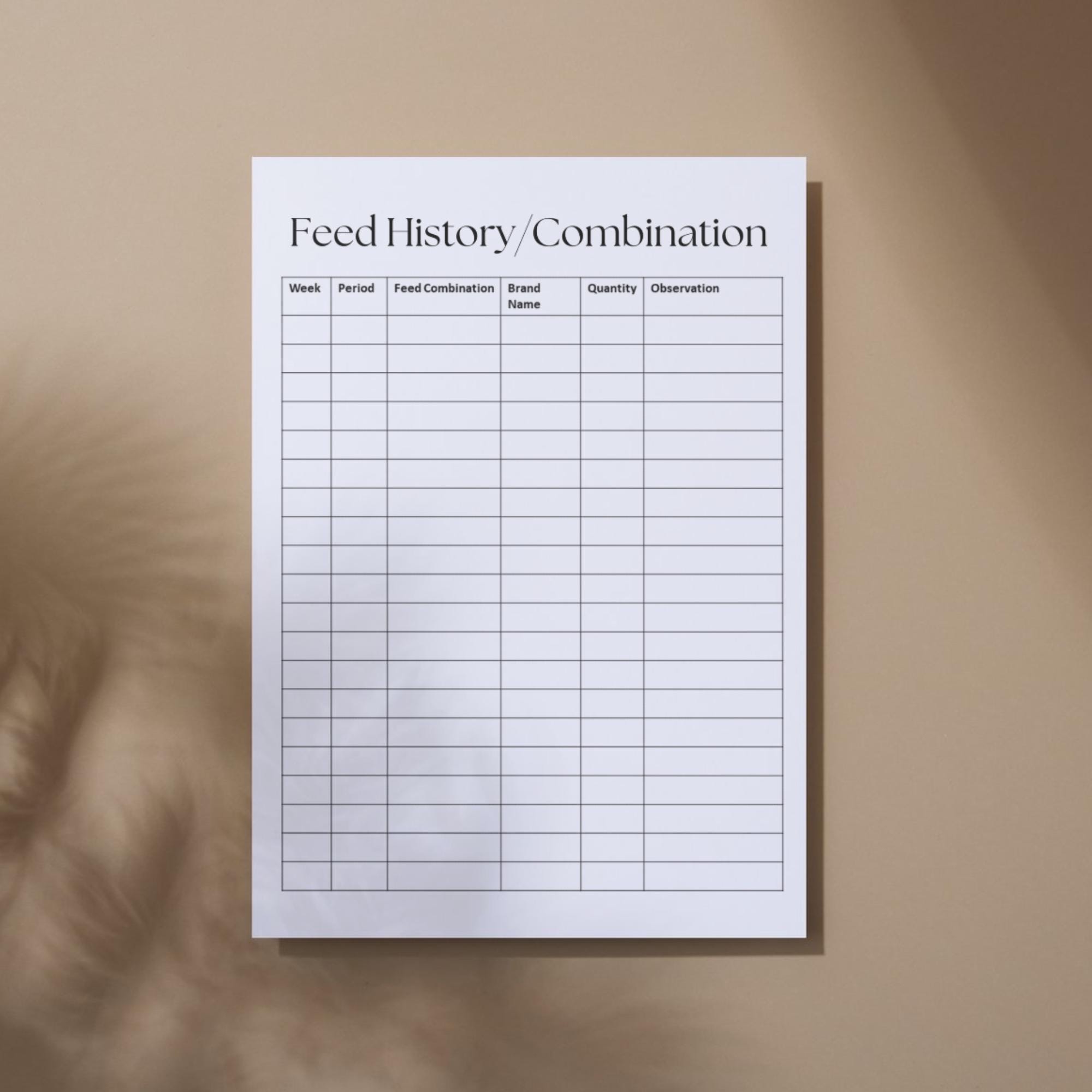 Printable Chicken Feed Log, Minimalist Style Log, Poultry Feed Log ...