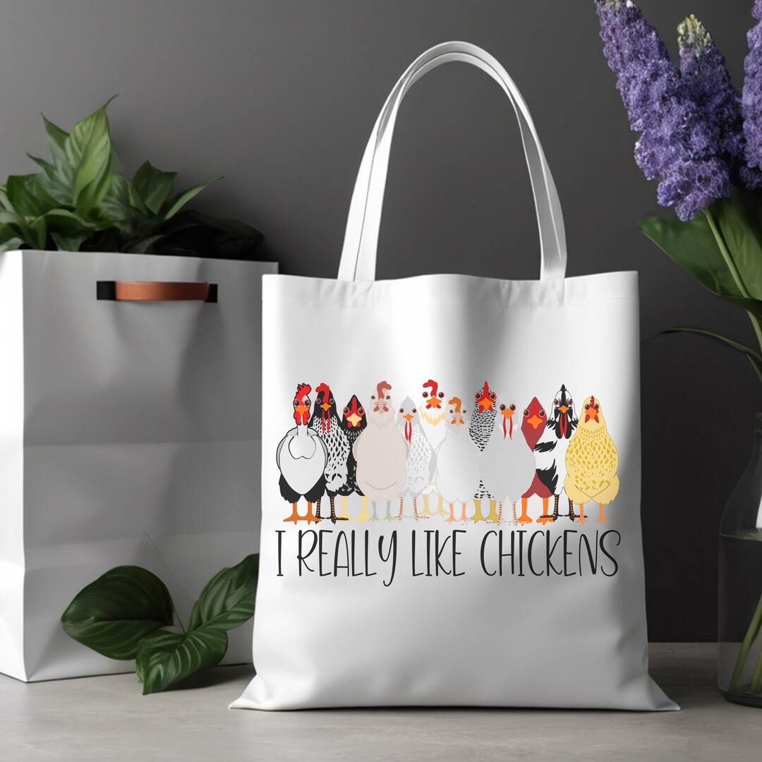 Funny Chicken Lover Tote Bag Farm Animal Market Bag Reusable Gift for ...