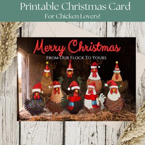 Printable Christmas Card, Chicken Card, Chicken Lover Card, Farm ...