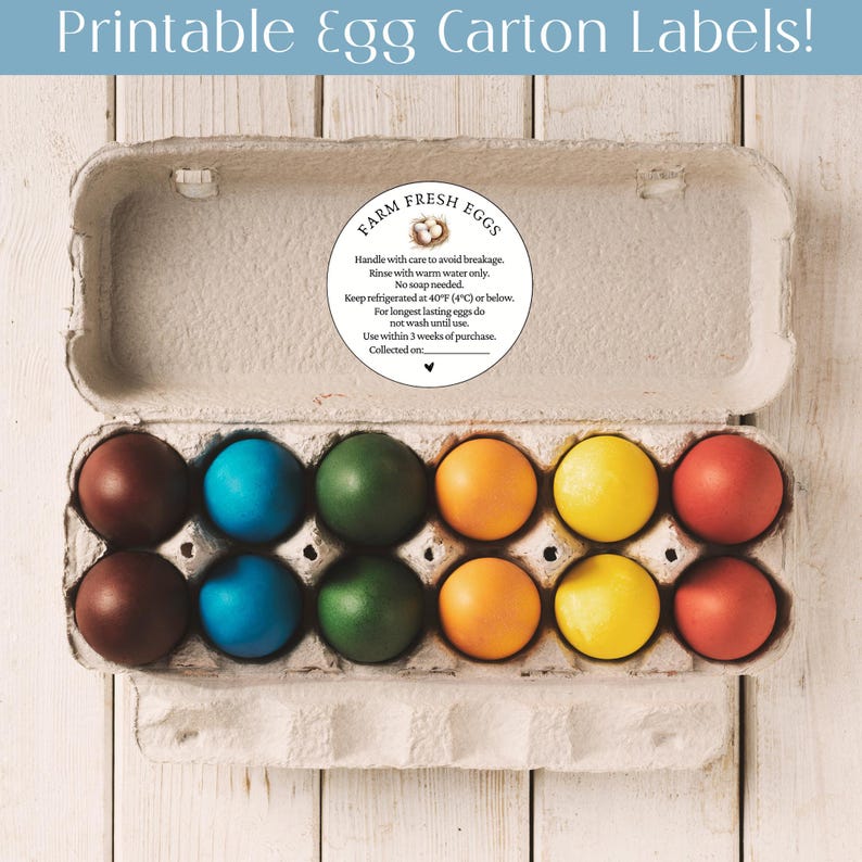 Egg Carton Labels Printable, Farm Fresh Egg Carton Labels, Egg Carton ...