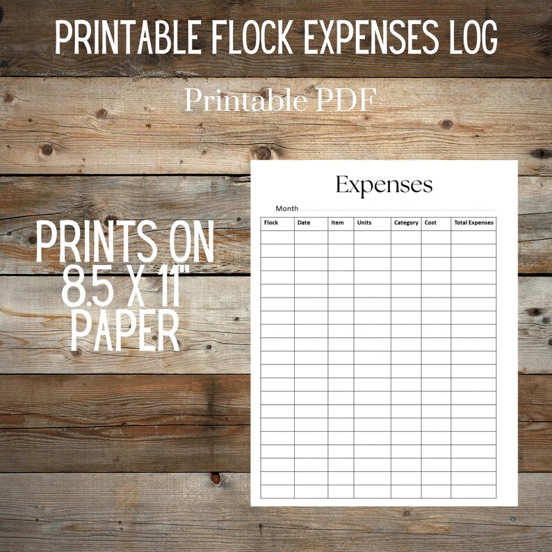 Printable Chicken Flock Expenses Log, Minimalist Style Log, Poultry ...