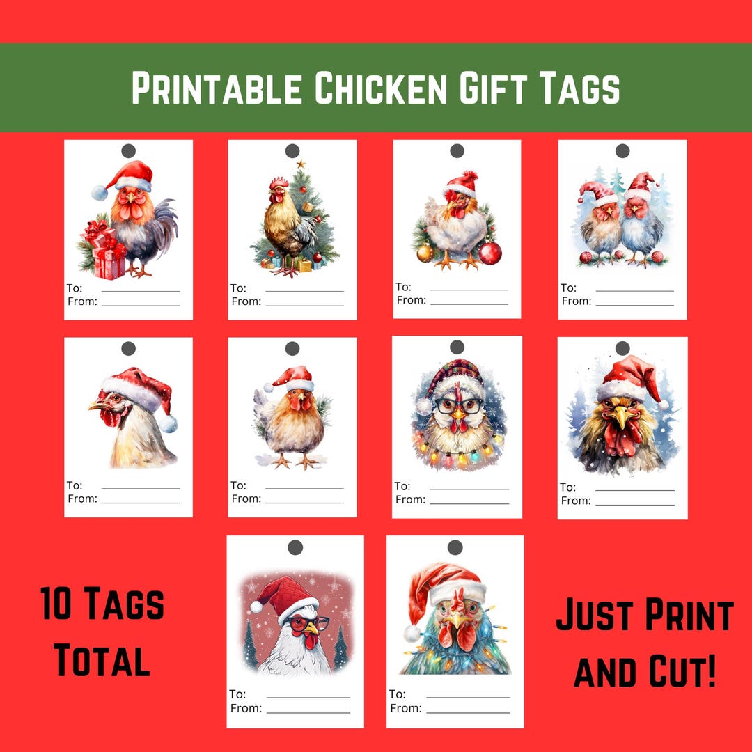 Printable Chicken Gift Tags, Chicken Christmas, Homesteading Tags, Farm ...