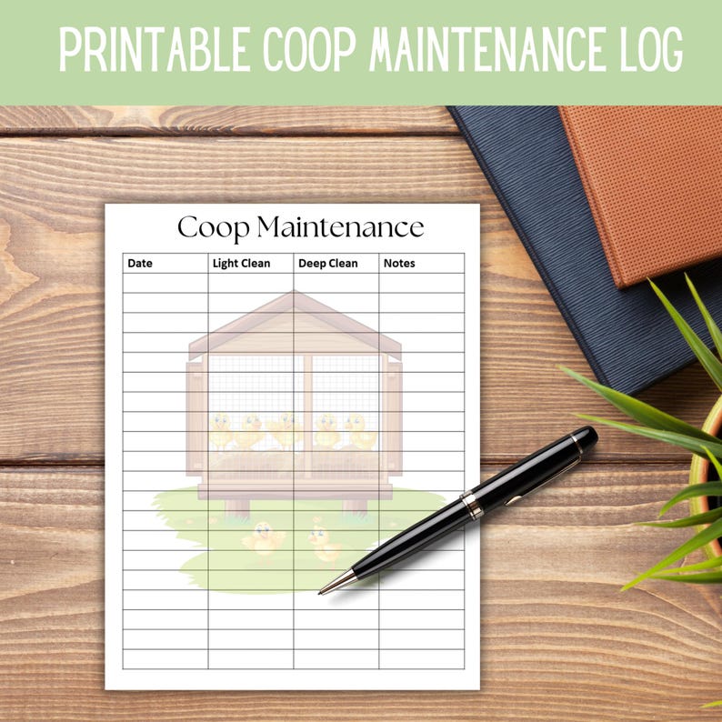 Printable Chicken Coop Maintenance Log. Simple Style Log, Poultry Coop ...
