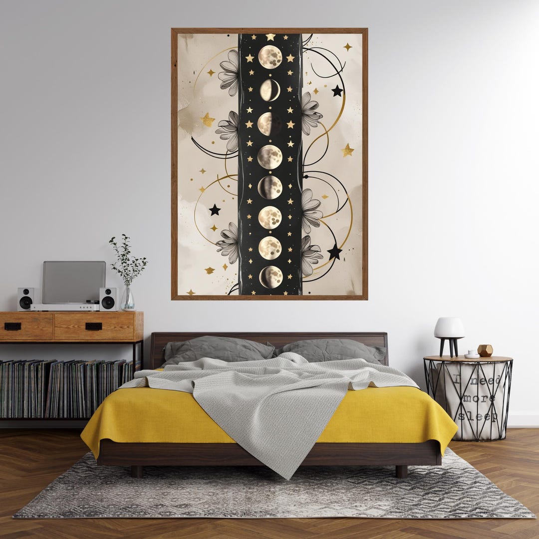 Boho Moon Phase Printable Wall Art - Celestial Digital Download Decor ...