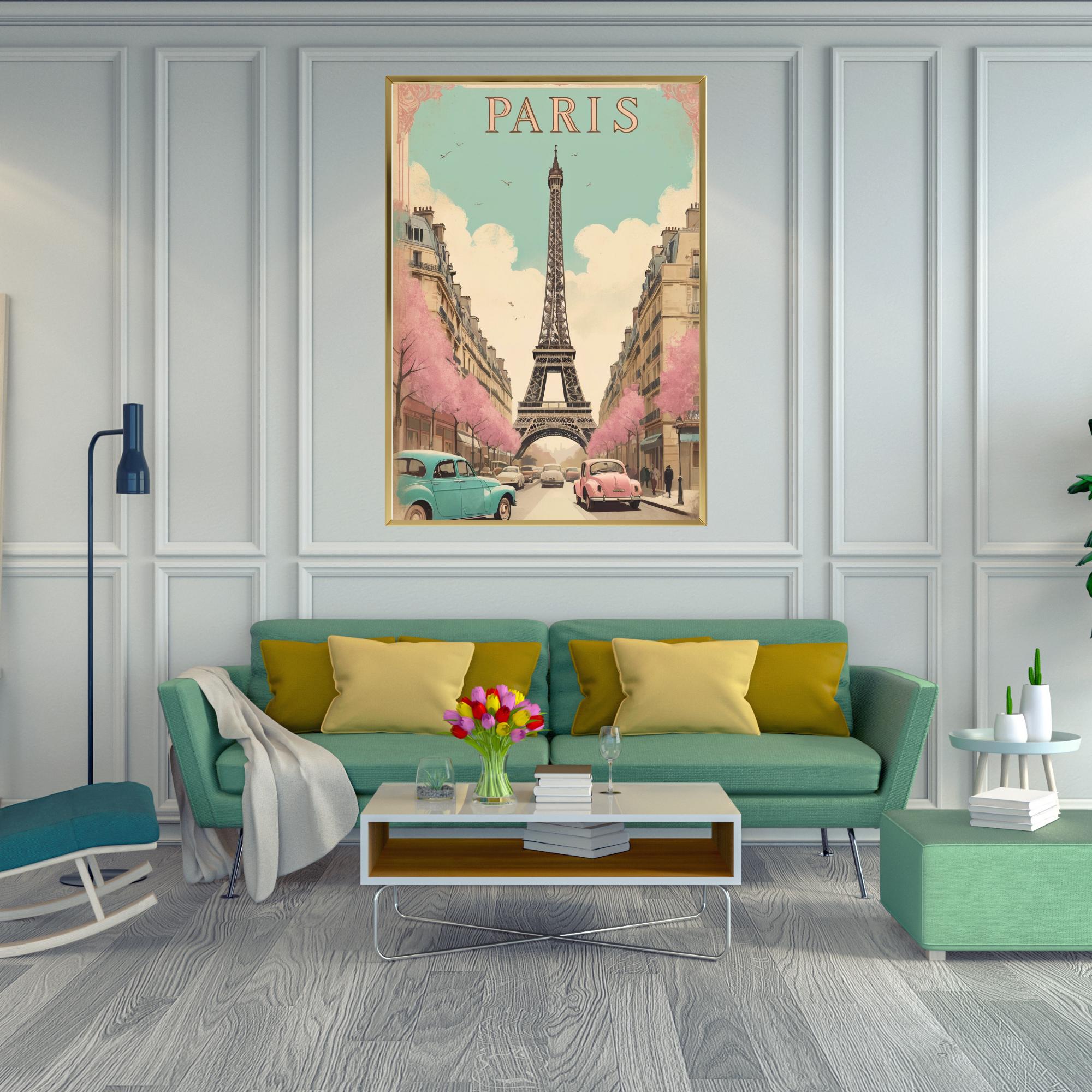 Vintage Eiffel Tower Print: Retro Paris Travel Poster (digital Download ...