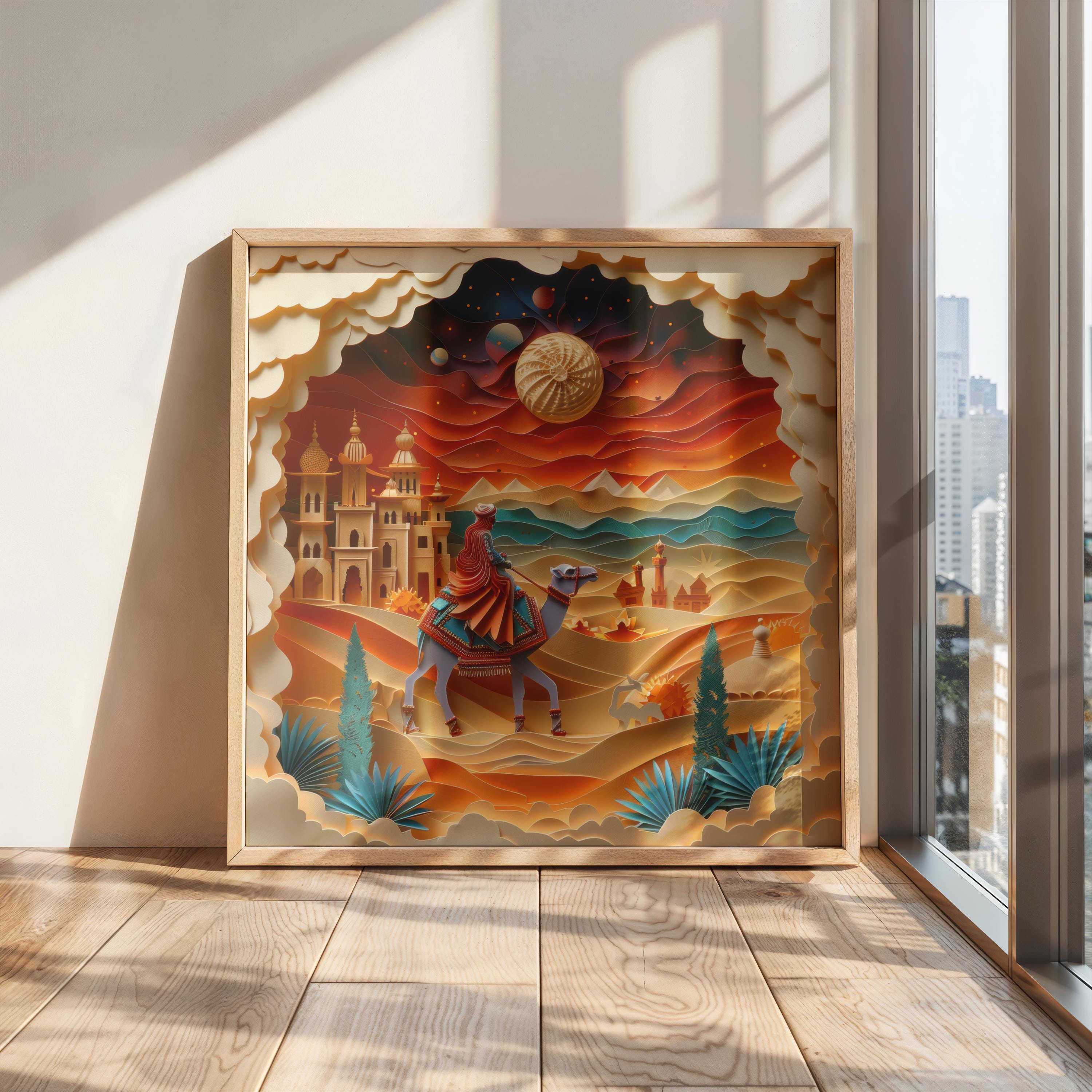 Ai-generated Desert Oasis Digital Wall Art - Exotic Landscape Home ...