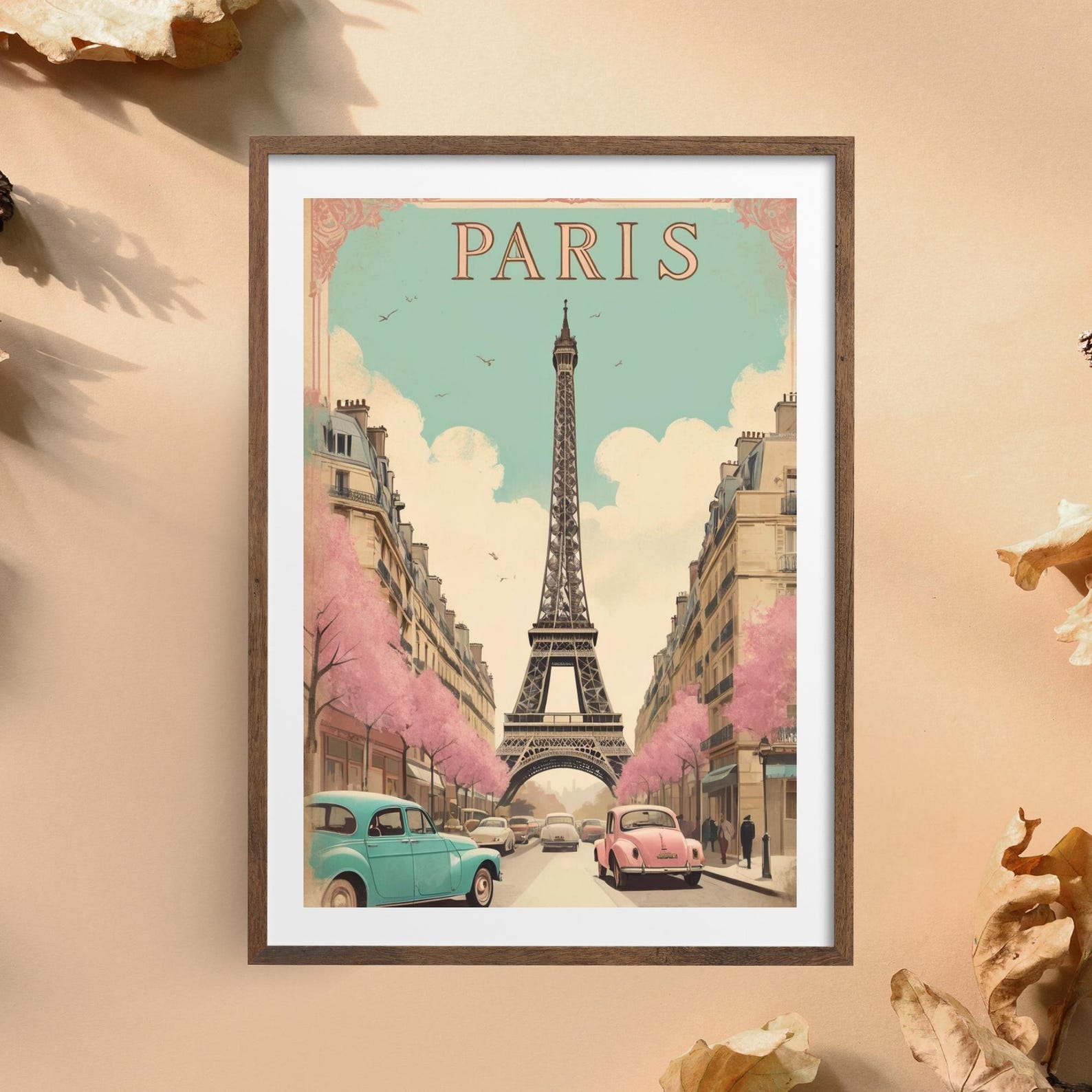 Vintage Eiffel Tower Print: Retro Paris Travel Poster (digital Download ...