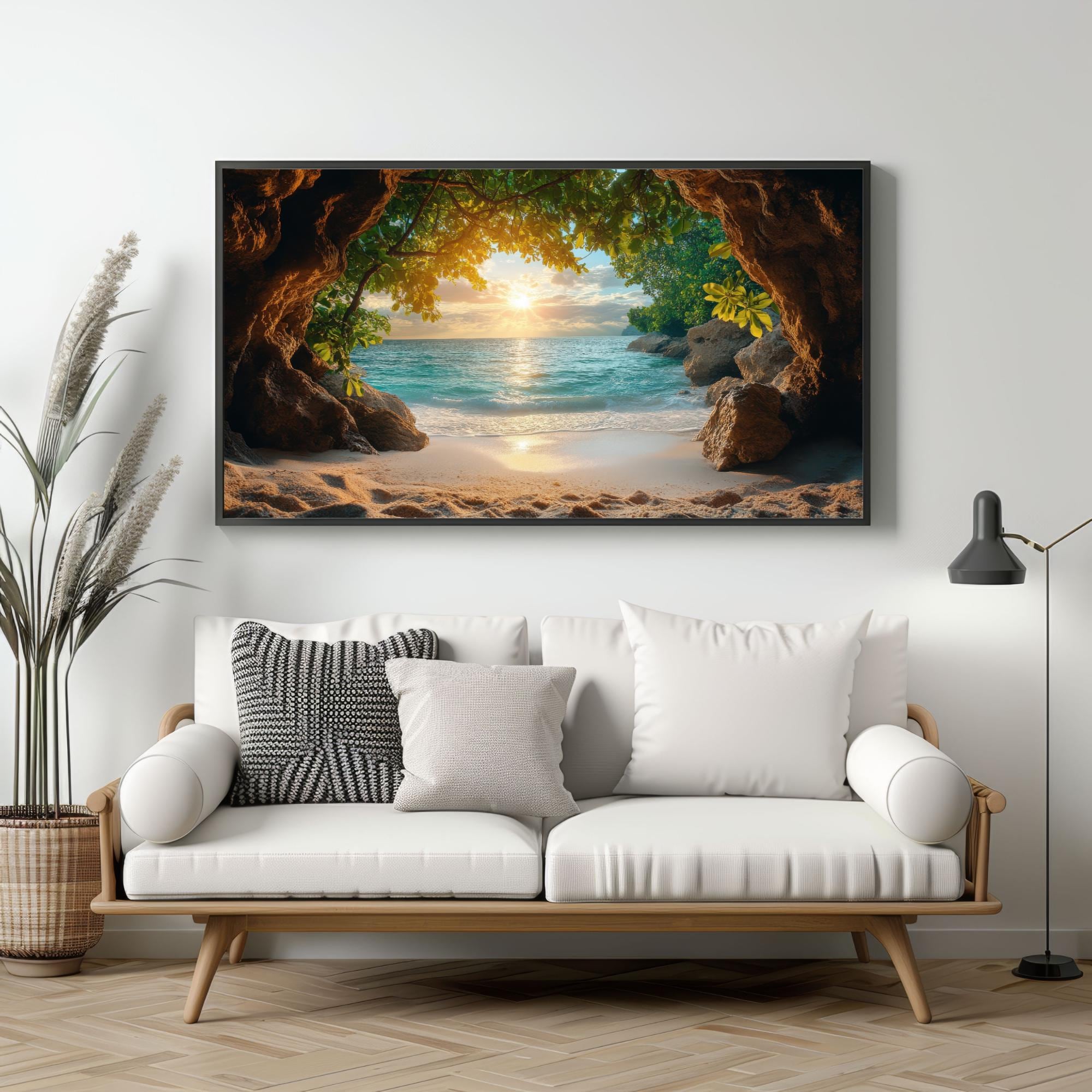 Beach Sunset 3D Wall Art Print | Ocean View Home Decor | Tropical Beach ...
