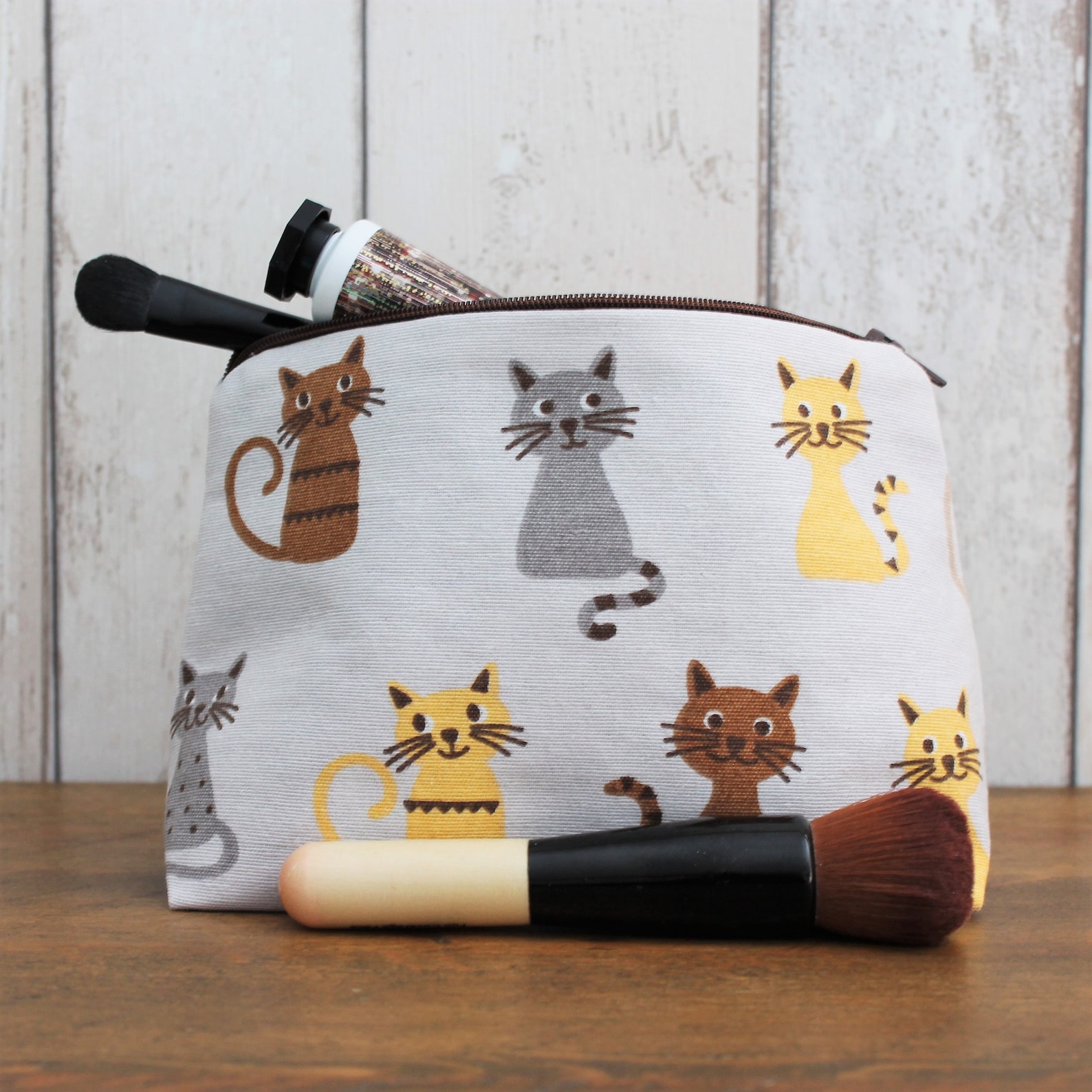 Cartoon Cat Zipped Pouch Makeup Bag Gadget Case - Etsy