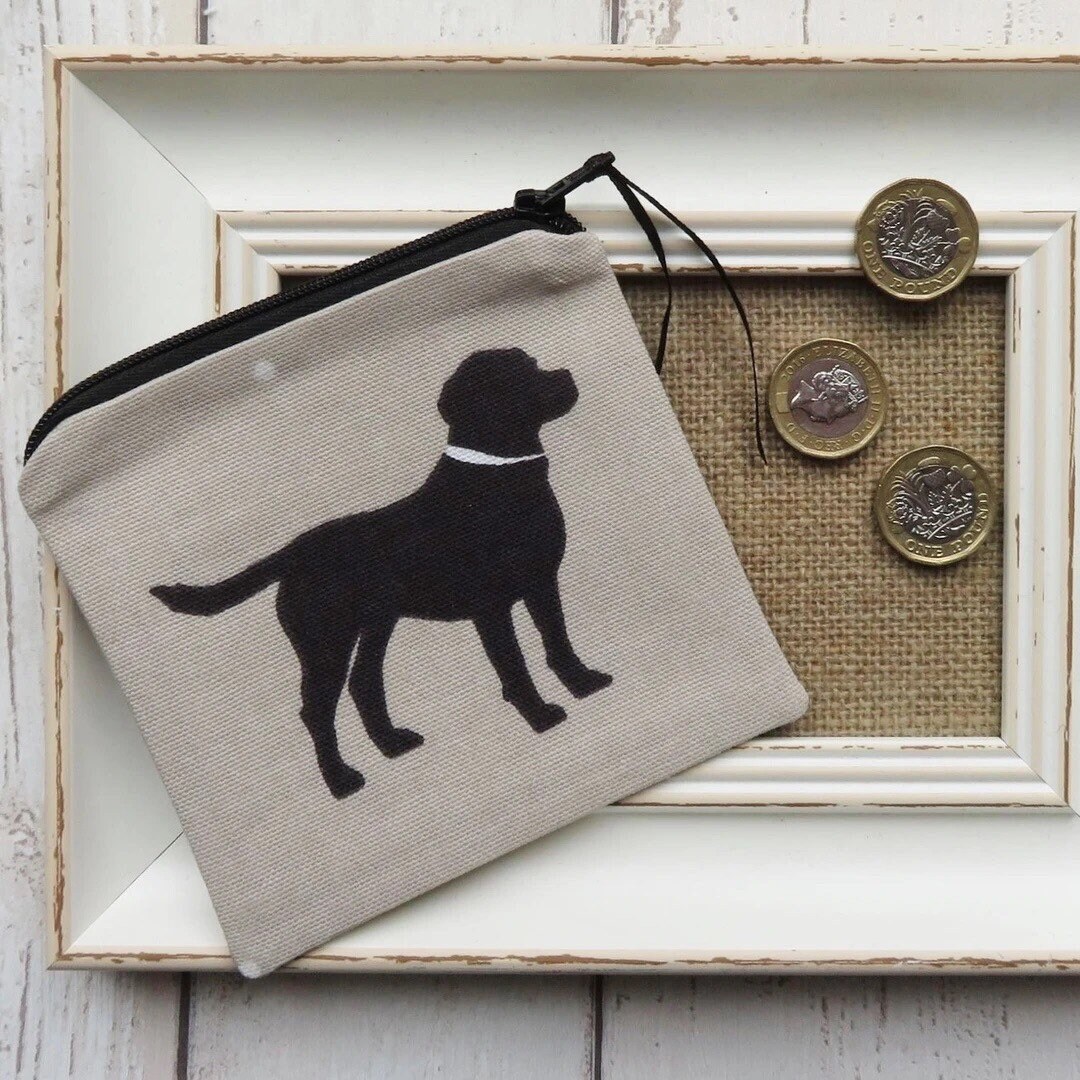 Black Labrador Print Fabric Coin Purse Zipper Pouch Ear Bud - Etsy