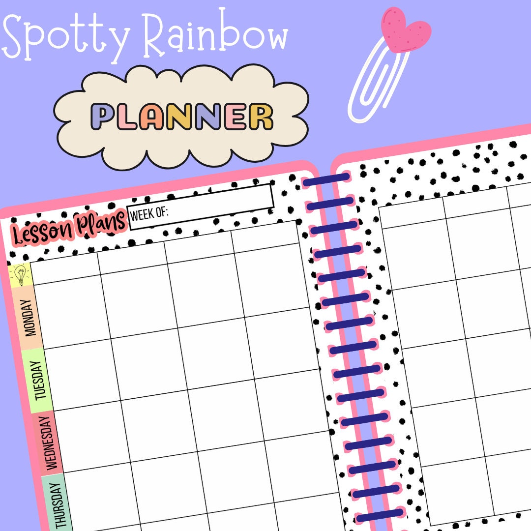 Spotty Rainbow Teacher Lesson Planner and Organization Binder - Etsy