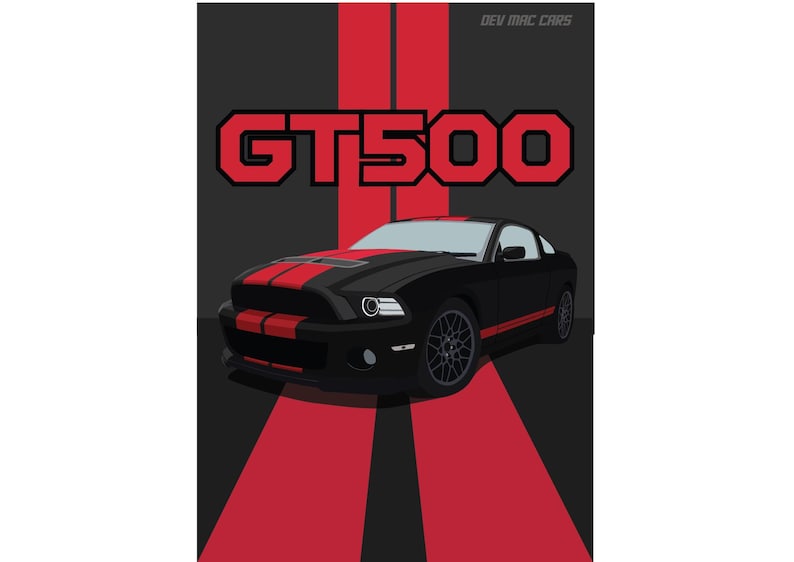 Mustang GT500 Poster A3 Portrait Gloss - Etsy