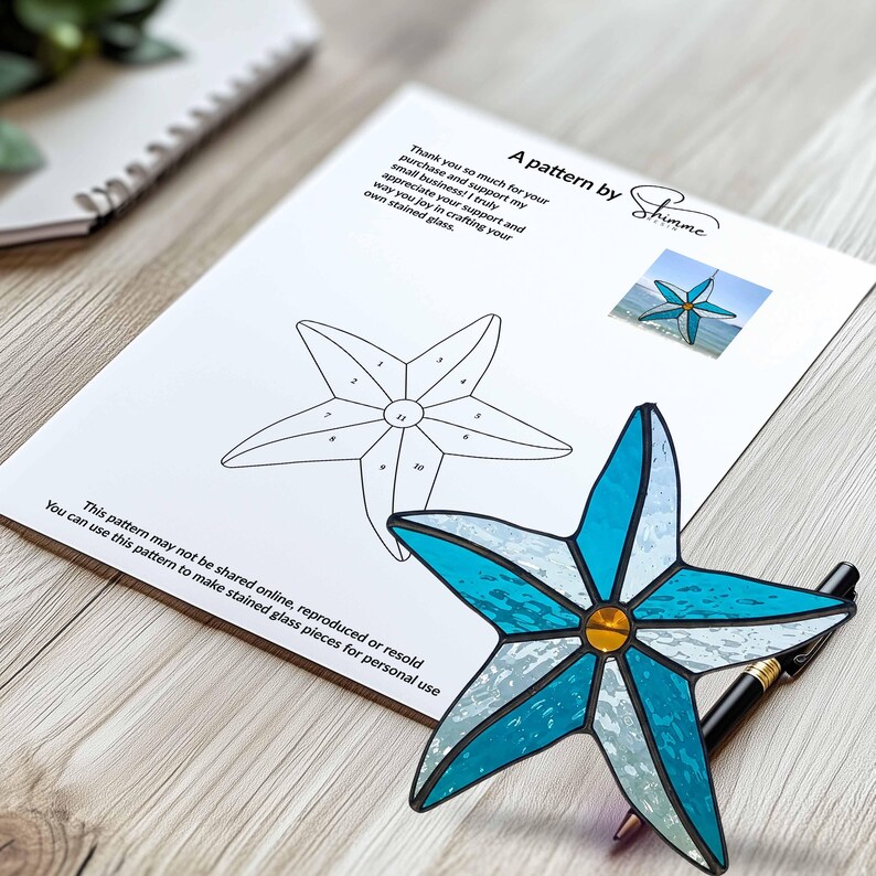 Starfish Stained Glass Pattern, Starfish Suncatcher Glass Pattern ...