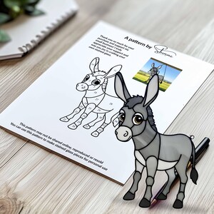 Donkey Stained Glass Pattern: Farm Animal Suncatcher (PDF Pattern, 6.5 ...