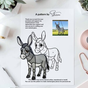 Donkey Stained Glass Pattern: Farm Animal Suncatcher (PDF Pattern, 6.5 ...